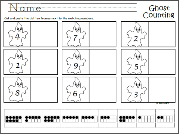 Ghost Counting Cut and Paste 1-9 - Made By Teachers