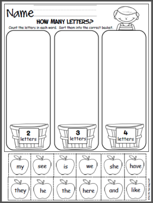 How Many Letters (Fall Apple Sorting) | Made By Teachers