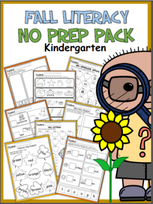 Fall Kindergarten Literacy No Prep Worksheets | Made By Teachers