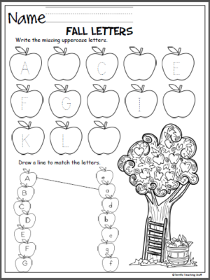 Fall Kindergarten Literacy No Prep Worksheets | Made By Teachers