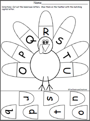Turkey Letter Cut and Paste (O-U) | Made By Teachers