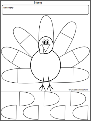 Turkey Match Cut and Paste Template - Made By Teachers