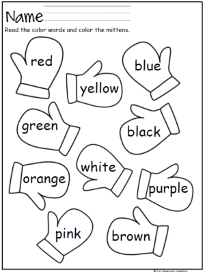 Mitten Color Words Freebie - Made By Teachers
