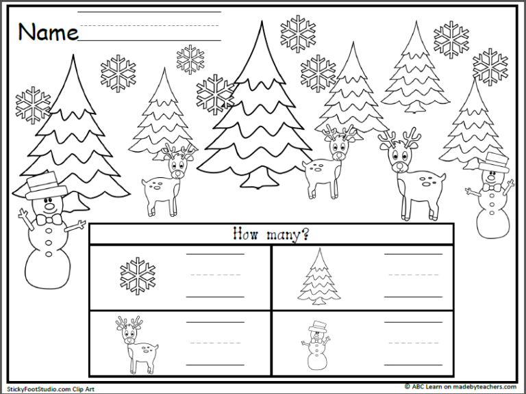 Winter Color and Count Worksheet - Made By Teachers