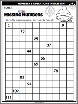 Winter Missing Numbers to 120 | Made By Teachers