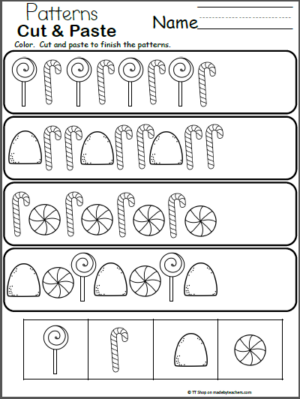 Finish The Pattern - Candy Cut and Paste | Made By Teachers