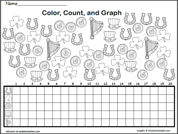 St. Patrick's Day Count, Color, Graph - Made By Teachers