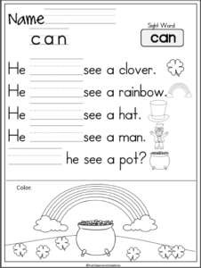 St. Patrick's Day Sight Word Practice (can) | Made By Teachers