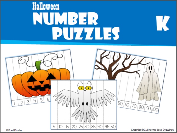 Halloween Number Puzzles Counting by 1, 5, and 10 | Made By Teachers