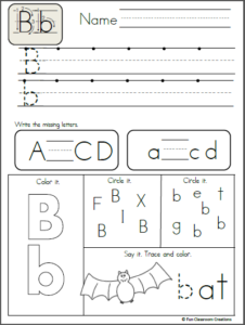 Free Alphabet Letter B Writing Page | Made By Teachers