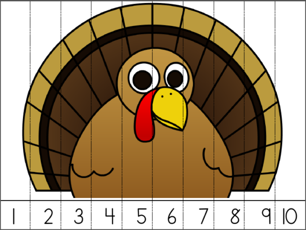 Free Thanksgiving Number Puzzle for Counting 1 to 10 | Made By Teachers