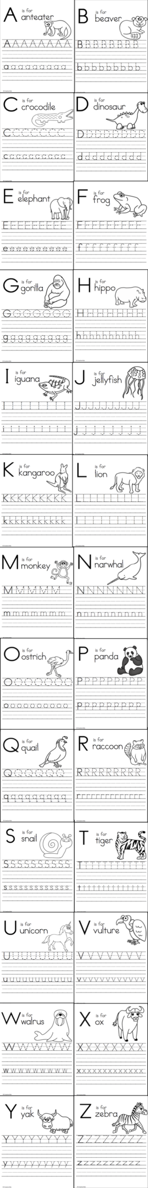 Animal Alphabet Letter Writing Practice | Made By Teachers