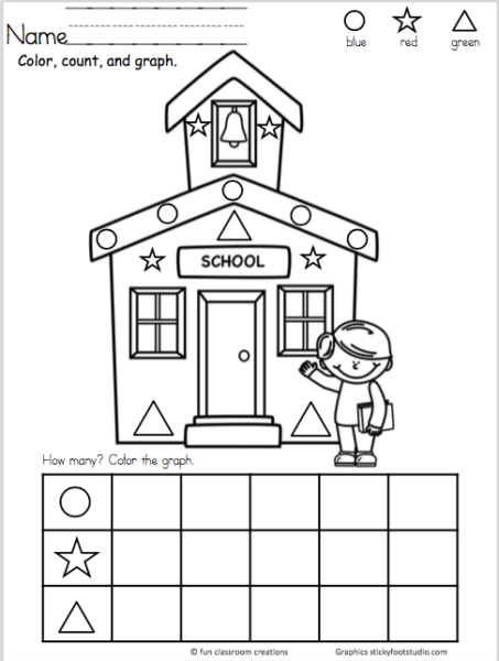 School Shapes Graph Color Count And Graph Made By Teachers