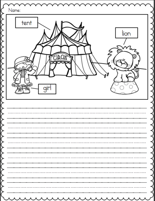Free Picture Writing Prompt with Labels - Circus Lion | Made By Teachers