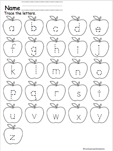 Alphabet Letter Tracing - Lowercase Apples - Made By Teachers