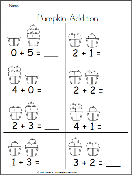 Pumpkin Addition Worksheets Worksheets For Kindergarten