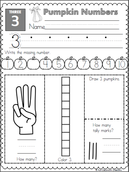 Pumpkin Math Worksheet - Number 10 - Made By Teachers