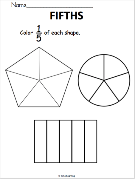 Fraction Worksheet - Fifths - Made By Teachers
