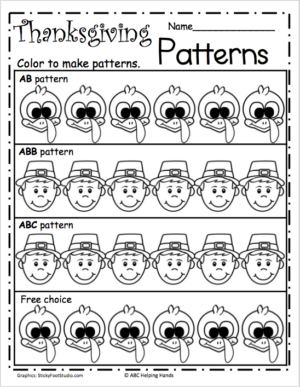 Thanksgiving Pattern Practice - Color A Pattern | Made By Teachers