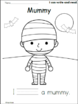 Mummy Write, Read, and Color Worksheet | Made By Teachers