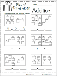 Pile of Presents Addition Math Worksheet | Made By Teachers