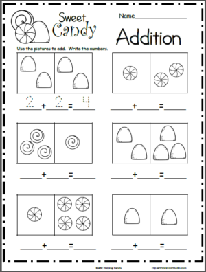 Sweet Candy Math Addition Worksheet - Made By Teachers