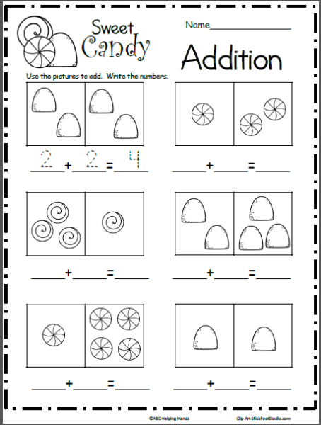Sweet Candy Math Addition Worksheet - Made By Teachers