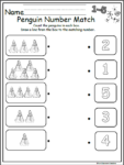 Free Kindergarten Number Matching Worksheet - Penguin Math - Made By ...