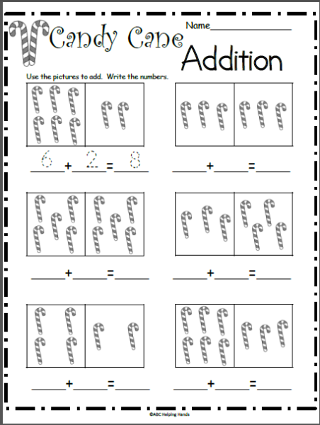 Candy Cane Addition Free Math Worksheet | Made By Teachers