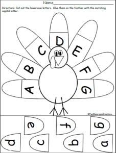 Thanksgiving Turkey Letters Cut and Paste (A to G) | Made By Teachers