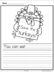 Save The Turkey Writing Page | Made By Teachers