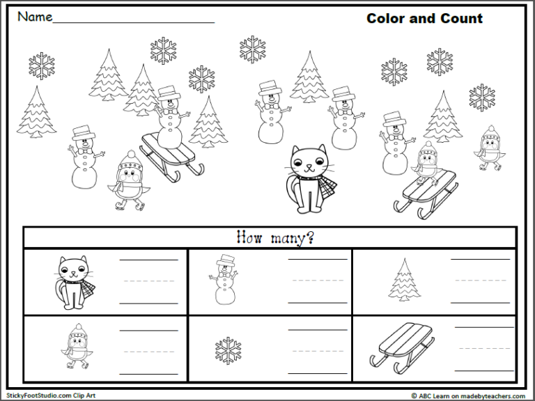 Winter Math Counting Worksheet - Made By Teachers