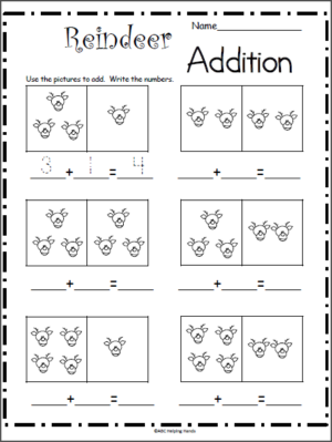 Reindeer Addition Math Worksheet | Made By Teachers