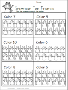 Color the Snowmen Math Worsheet | Made By Teachers