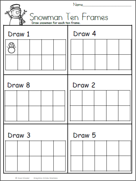 Snowmen Ten Frame Worksheet | Made By Teachers