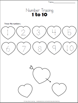 Free Valentine's Day Math - Trace Numbers 1-10 - Made By Teachers