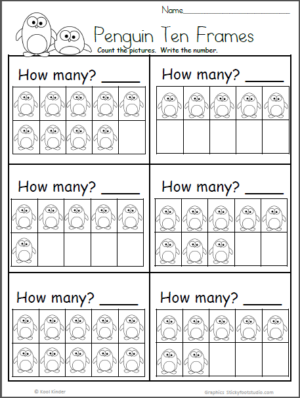 Free Kindergarten Math Worksheets for Winter - Make 10 Penguins - Made ...