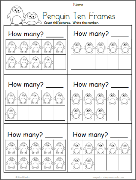 Penguin Ten Frame Counting Worksheet - Made By Teachers