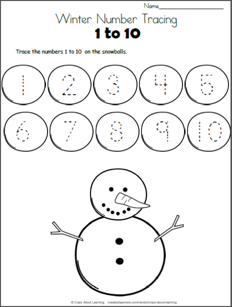 Snowball Math - Trace Numbers to 20 - Made By Teachers