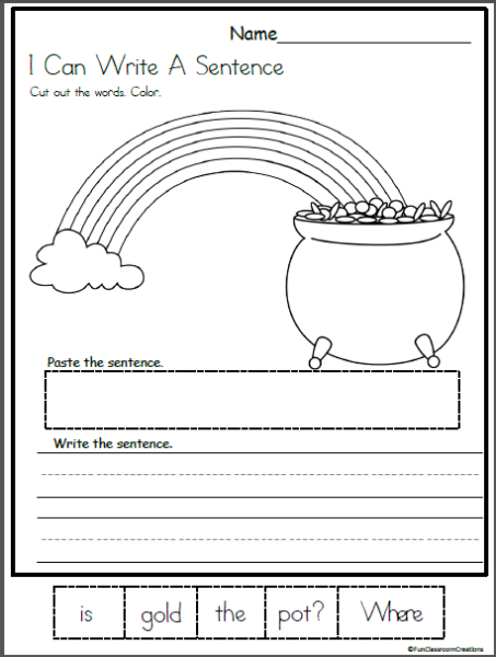 Pot of Gold Mixed Up Sentence Worksheet | Made By Teachers