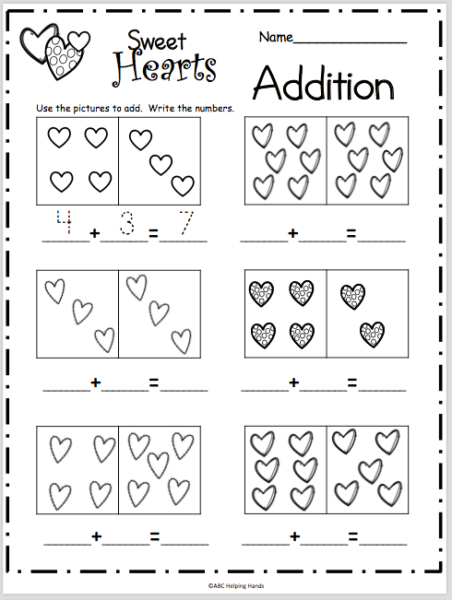Sweet Heart Addition Worksheet - Made By Teachers