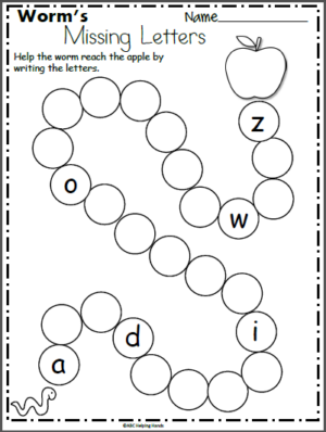Worm's Missing Letters Worksheet for Kindergarten | Made By Teachers