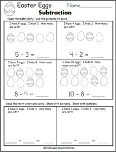 Free Easter Math Subtraction Worksheet | Made By Teachers