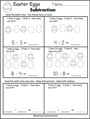 Free Easter Math Subtraction Worksheet | Made By Teachers
