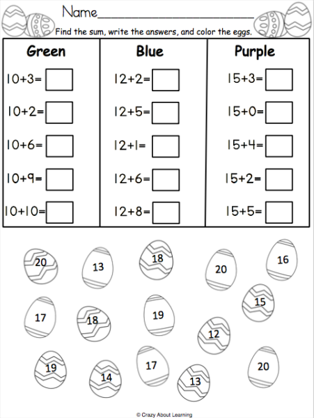 Free Easter Addition Worksheet | Made By Teachers