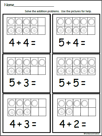 Gold Ten Frames Free Math Addition Worksheet Made By Teachers