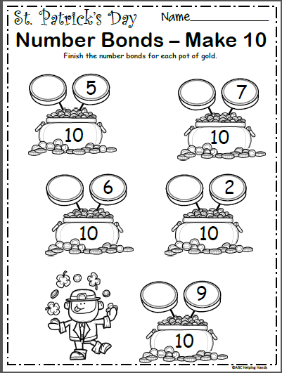 St Patrick s Number Bonds Worksheet Make 10 Made By Teachers