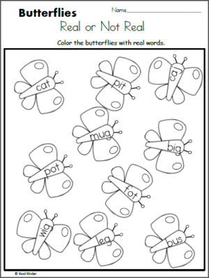 Color the Real Words on the Butterflies | Made By Teachers