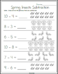 Spring Subtraction Worksheet for Kindergarten | Made By Teachers