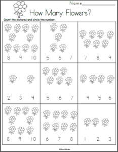 Count The Flowers And Circle The Numbers 1 to 10 - Made By Teachers